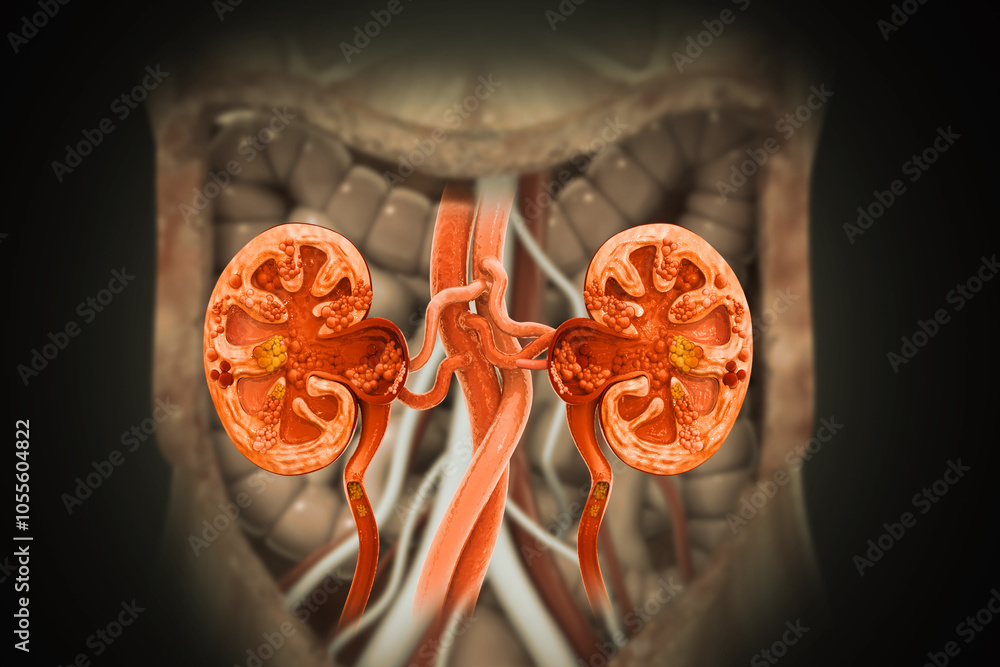 Human kidney medical diagram, anatomy of the kidney, diseased kidney ... Human kidney medical diagram, anatomy of the kidney, diseased kidney ...
