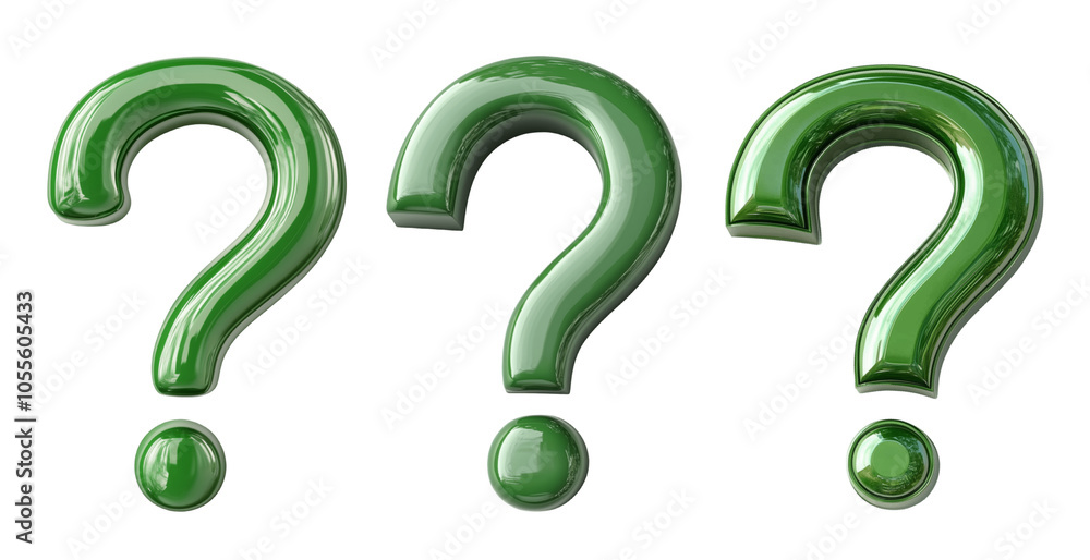 Set of green question marks isolated on the background. Question mark ...