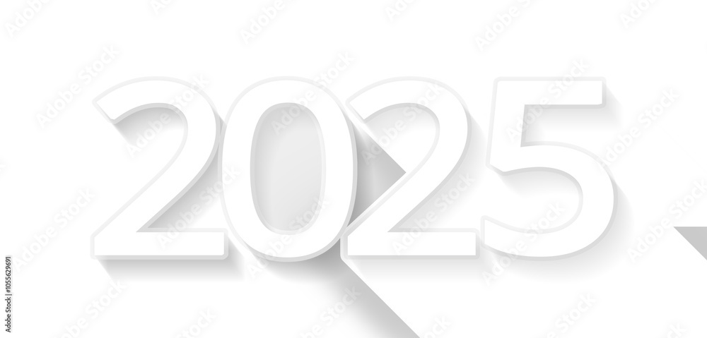 new year 2025, font-weight: bold, white dark outline silhouette as icon ...