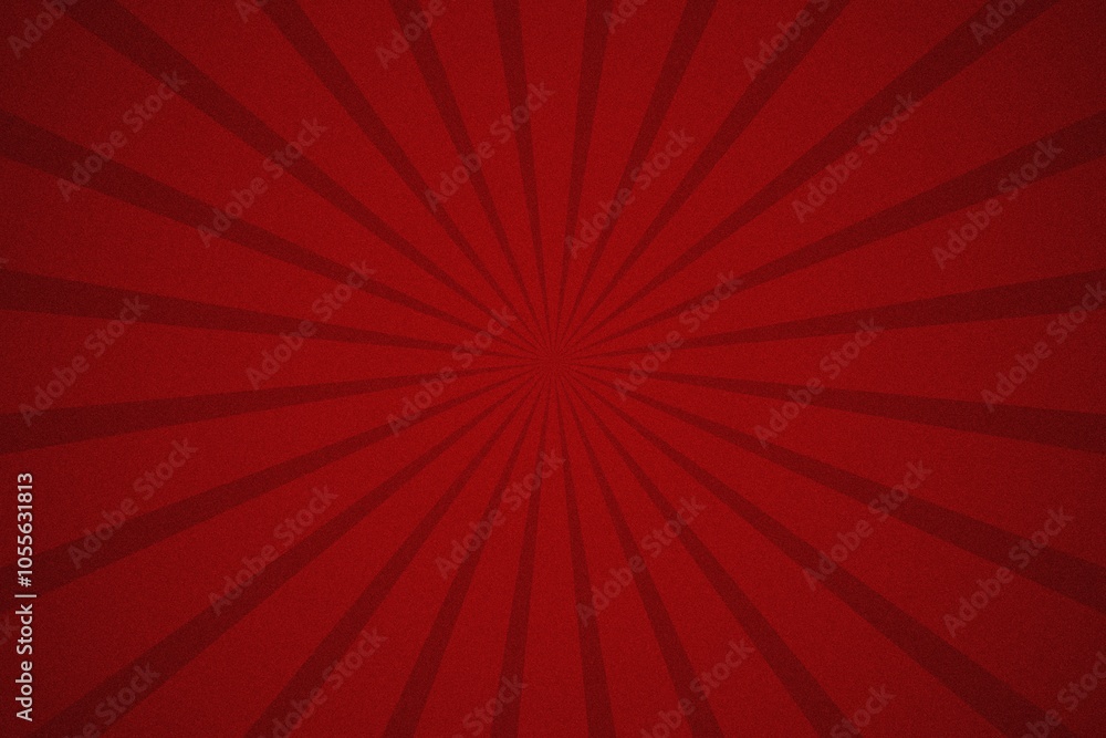 Vector red sunburst background with grainy noise texture. Abstract ray ...