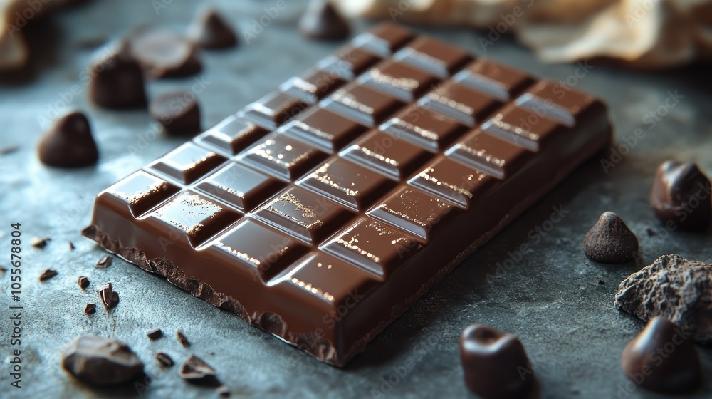 Ultra-realistic mockup of a chocolate bar wrapper with foil accents ...