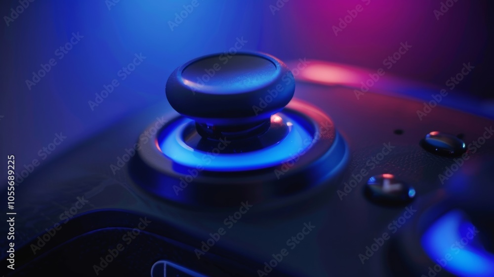 Vibrant image of a glowing video game controller with blue and red ...