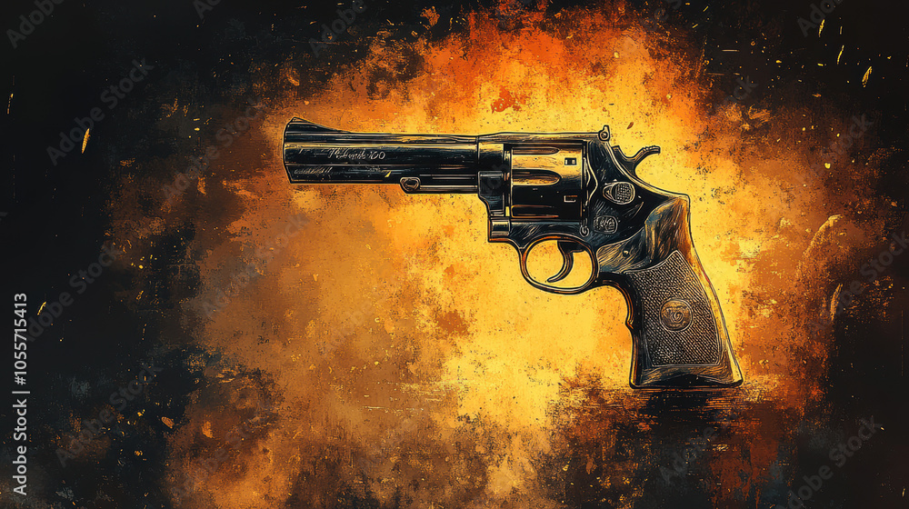Cartoon beer bottle with revolver pistol sketch illustration - creative ...