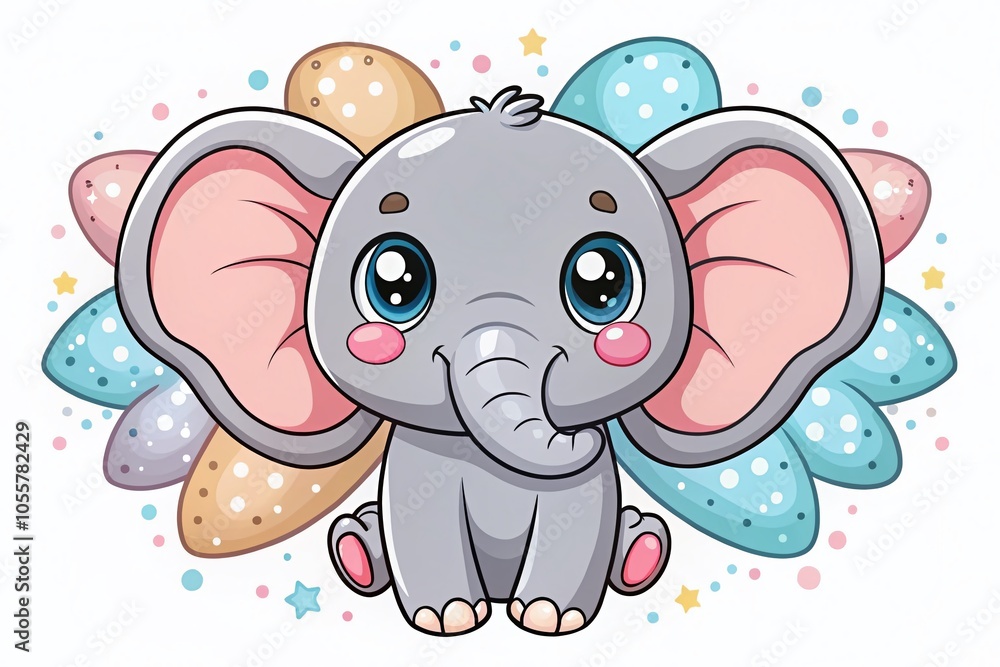Cute Kawaii Elephant Cartoon Doodle for Coloring Pages and Anime ...