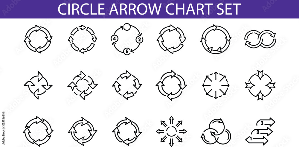 Circular Arrow Chart Set Flowchart Icons Stock Vector | Adobe Stock