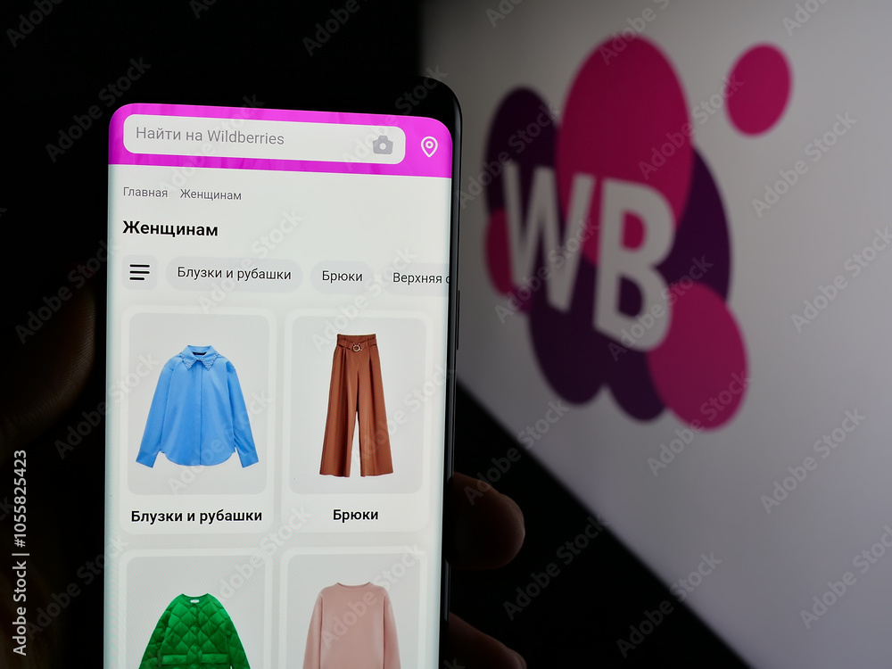 Stuttgart, Germany - 10-24-2024: Person holding mobile phone with web page of Russian e-commerce ...