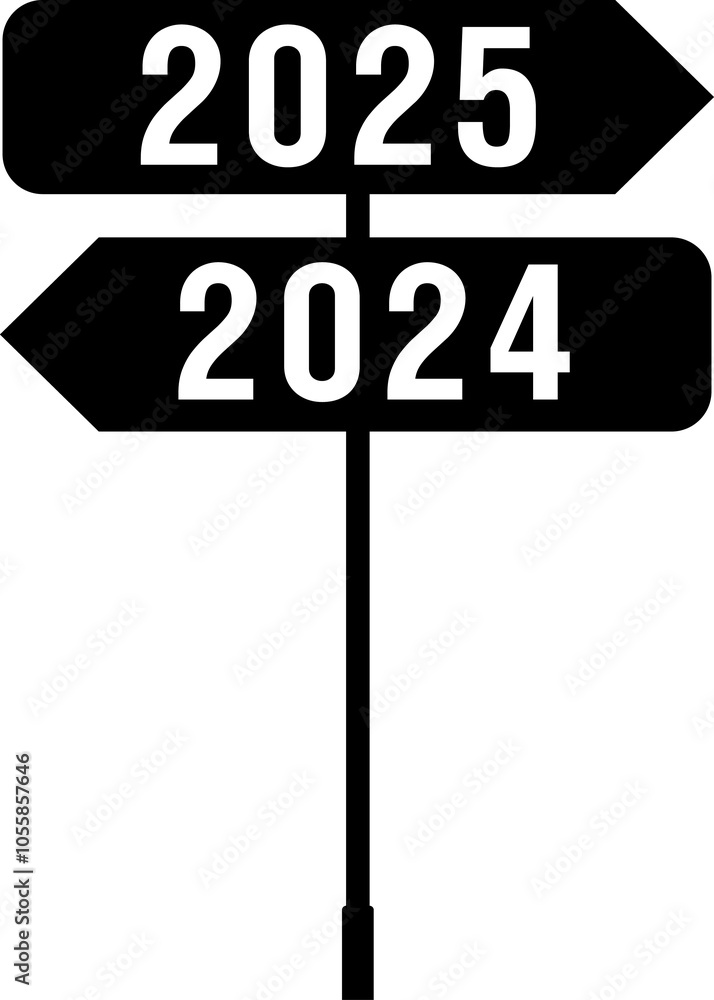 2025 New Year concept road sign board with text - vector illustration ...