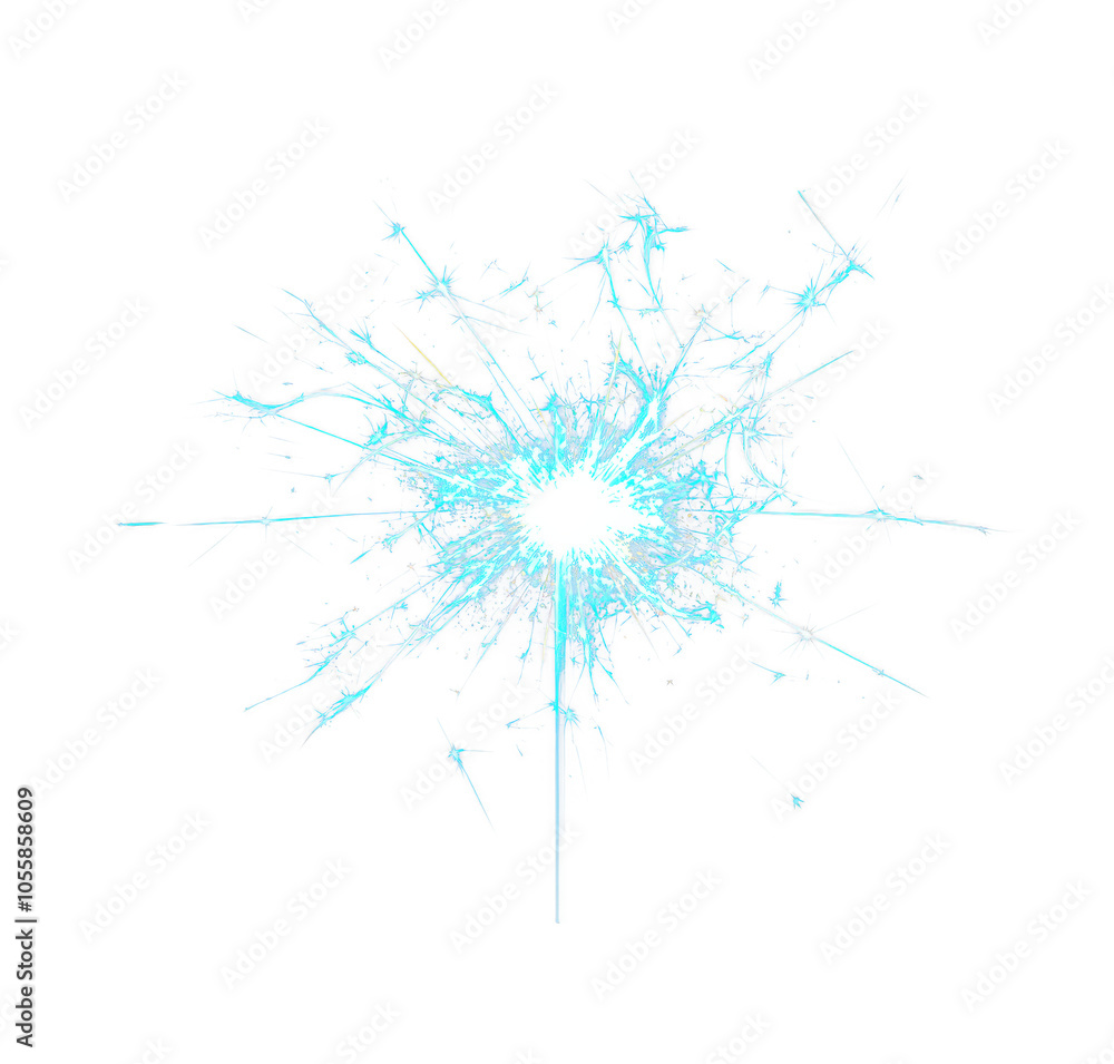 Bright blue spark effect isolate on transparent background, digital ...