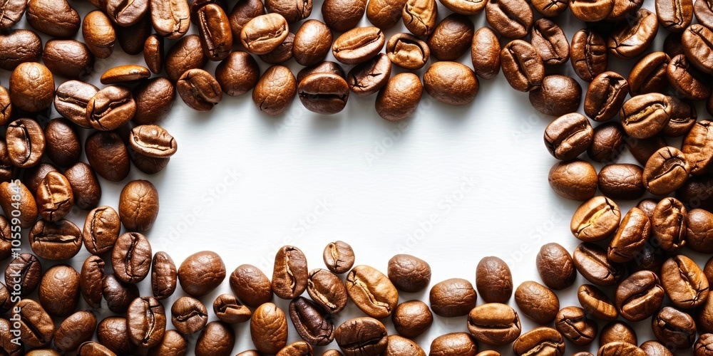 Aesthetic arrangement of coffee beans creating a unique border design ...