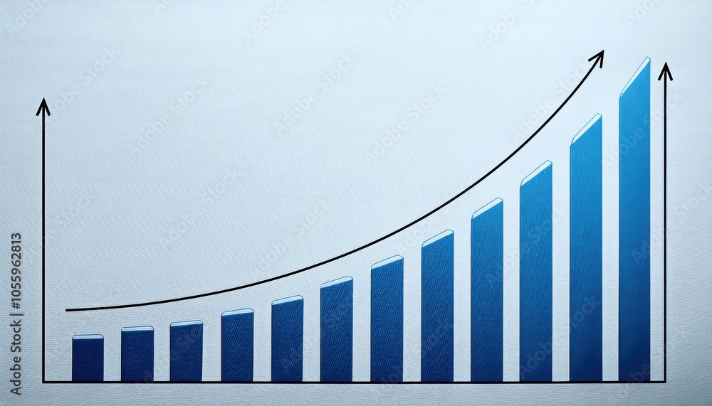 Growth chart showing increasing data trends, blue color scheme on a ...