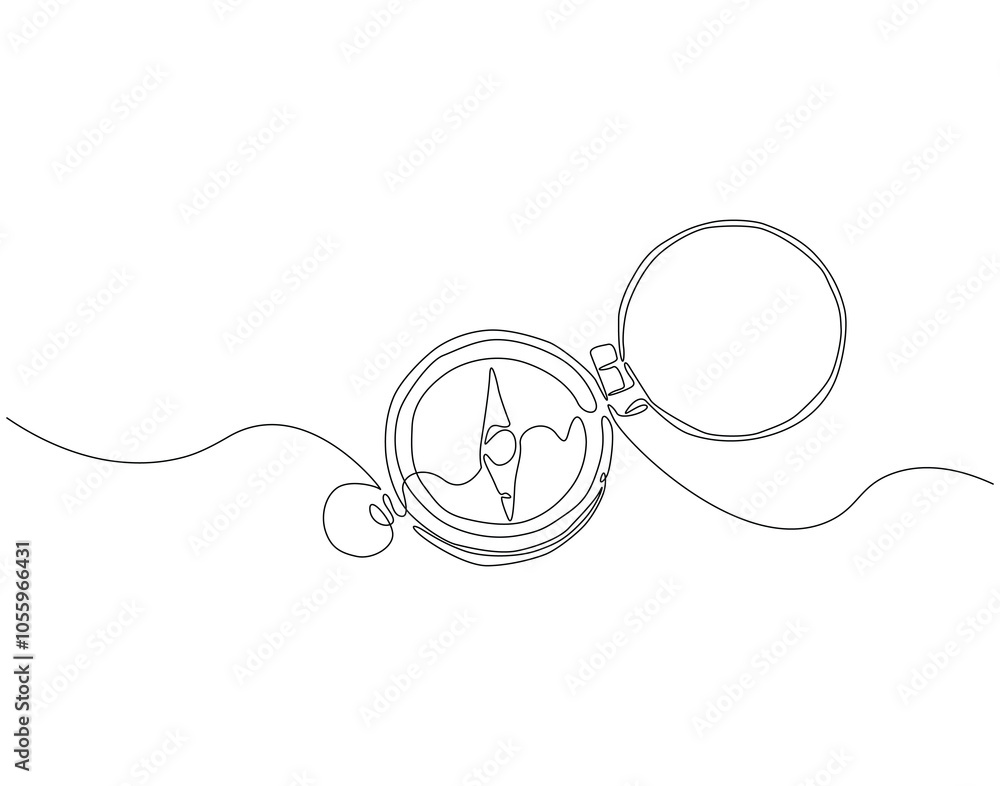 Vector de Stock Continuous one line drawing of traveller compass. One ...
