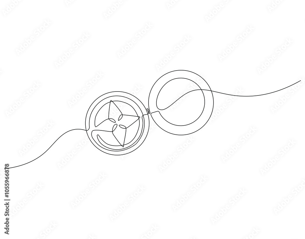 Continuous one line drawing of traveller compass. One line drawing ...