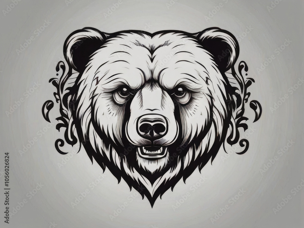 Royal bear emblems vector illustration black and white perfect for ...
