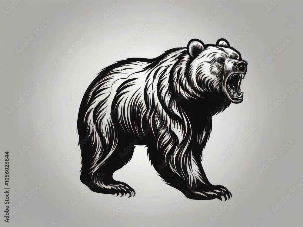 Royal bear emblems vector illustration black and white perfect for ...