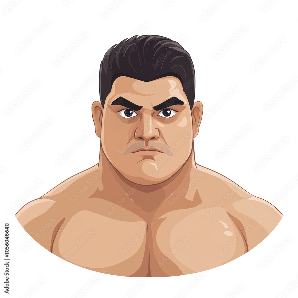 Powerful Sumo Wrestler Portrait isolated on transparent background, cut ...