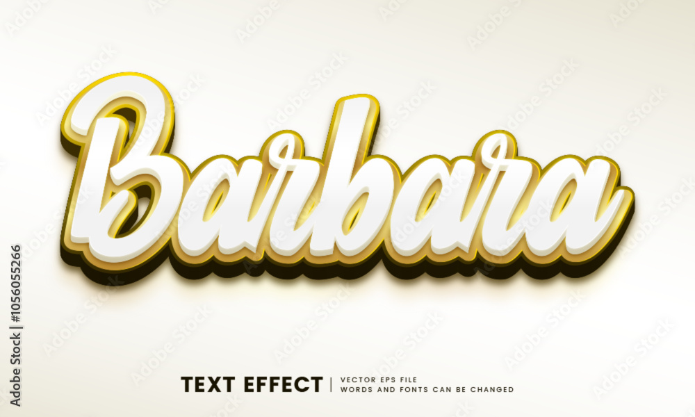 Editable 3d gold text effect. Luxury fancy Barbara font style vector ...