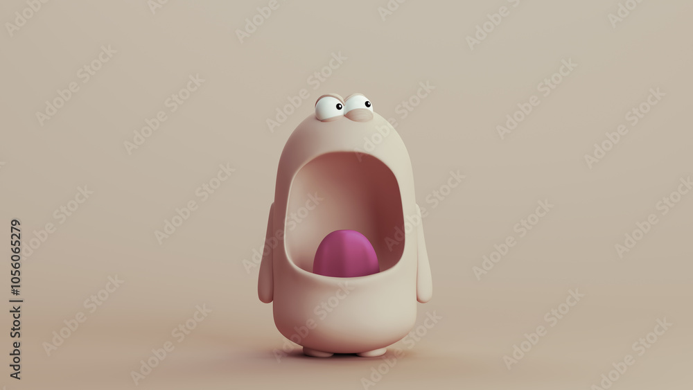 Cute beige monster creatures shape design neutral monochrome soft tones ...