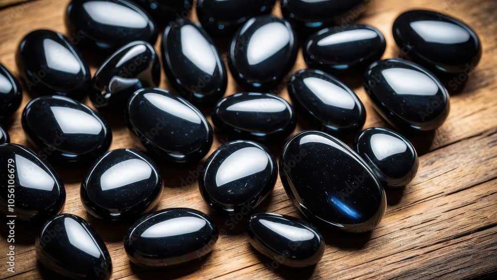 Shiny black apache tears displayed in a calming, natural setting. Their ...