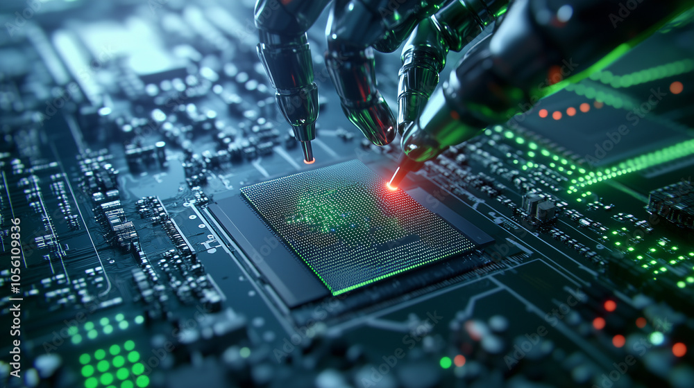 Robotic arms handle delicate microchips with pinpoint accuracy, moving ...