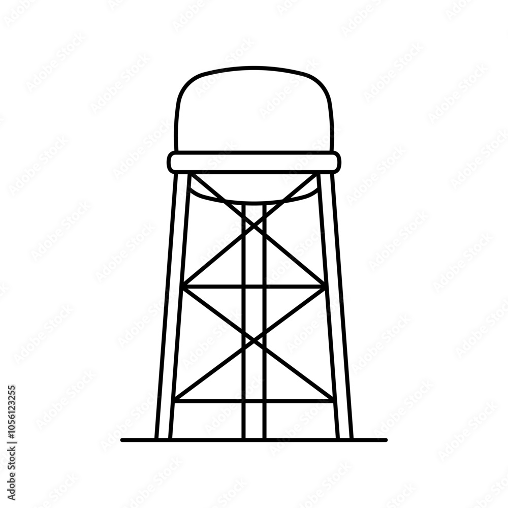 Water tower icon. Black outline linear silhouette. Editable strokes ...