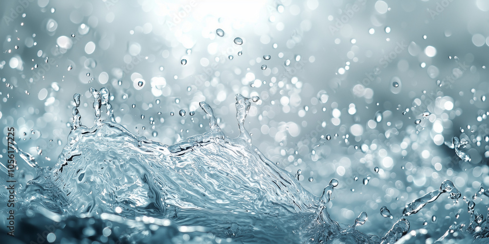 water splashing in a wave, Closeup high-speed photography; crystal ...