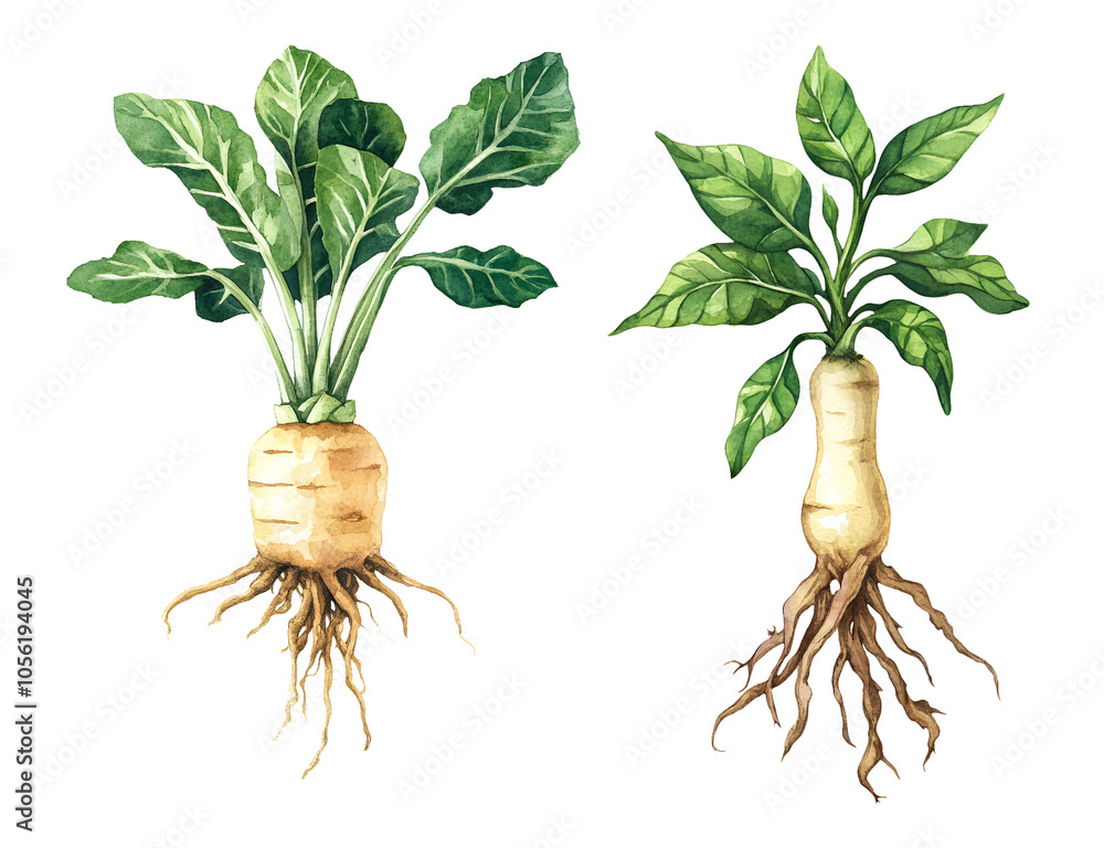 Mandrake root, watercolor clipart illustration with isolated background ...