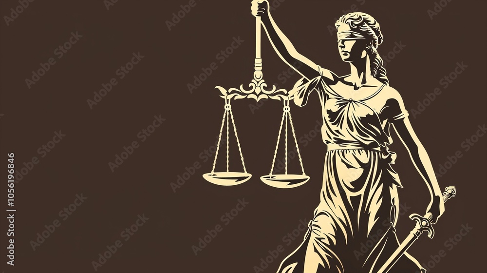 Justice lady showing balanced scales image copy space. Law firm ...