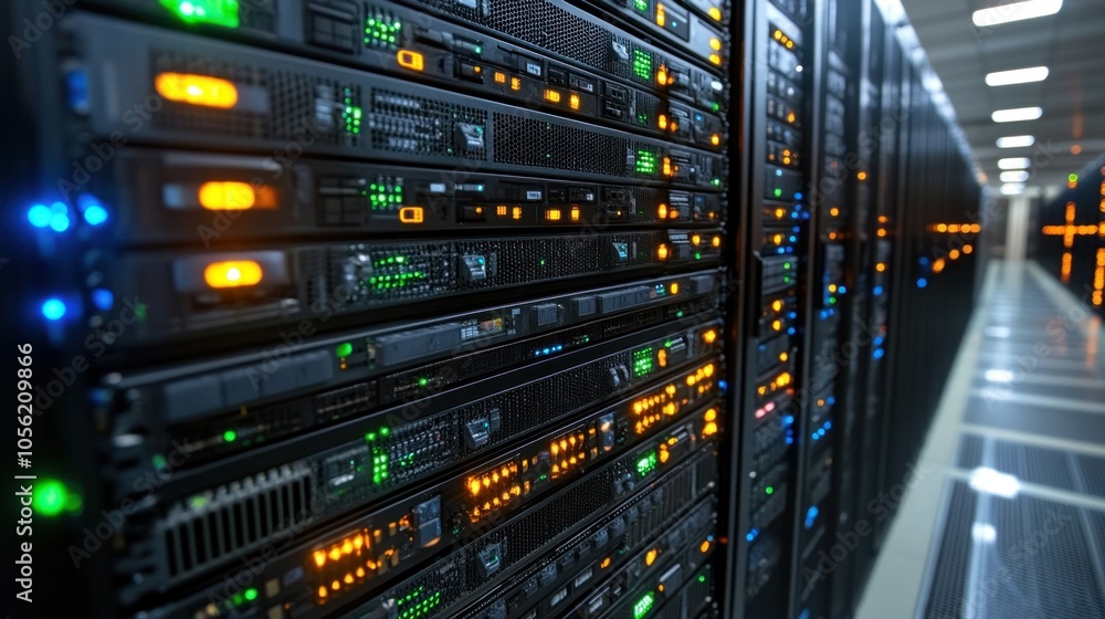 Servers and cloud infrastructure in a data center, showcasing the ...