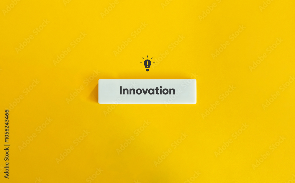 Innovation Word and Concept Image. Bulb Icon and Text on Block Letter ...