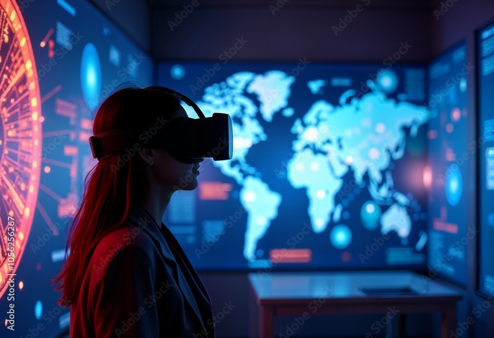 Exploring virtual reality technology in an interactive space with global maps and data displays ...