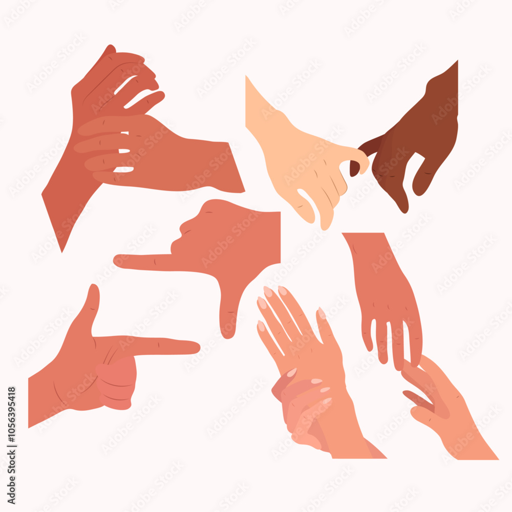human hands fingers gestures different poses set holding each other in ...