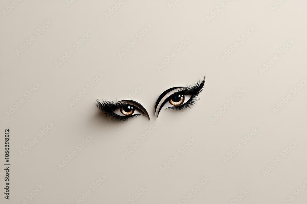 Minimalist icon of two eyes meeting with subtle lines to show intensity ...