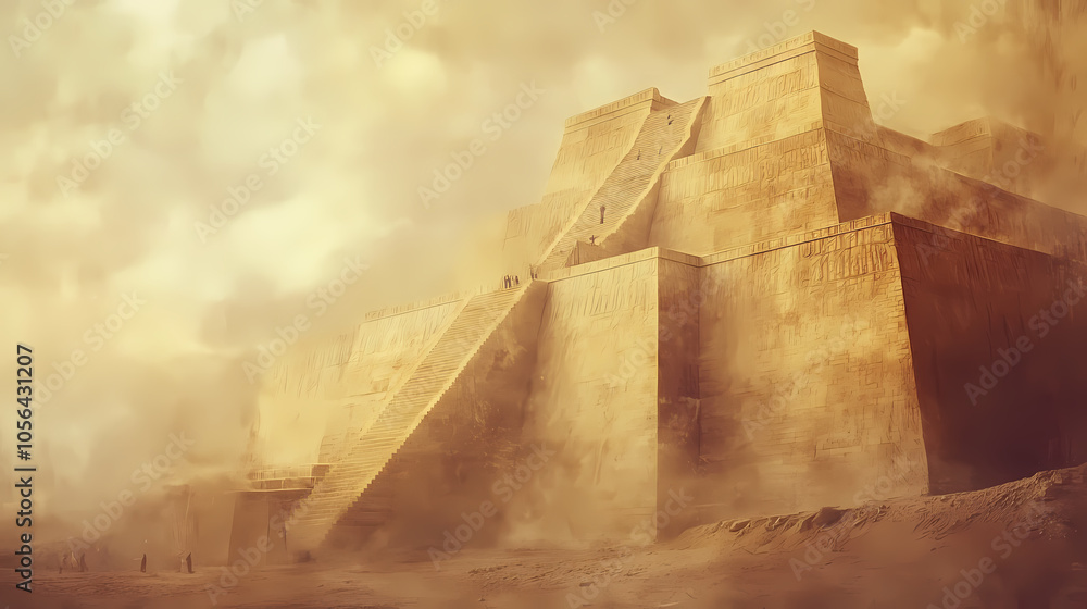 Vintage style photography of an ancient sumerian city with mesopotamian ...