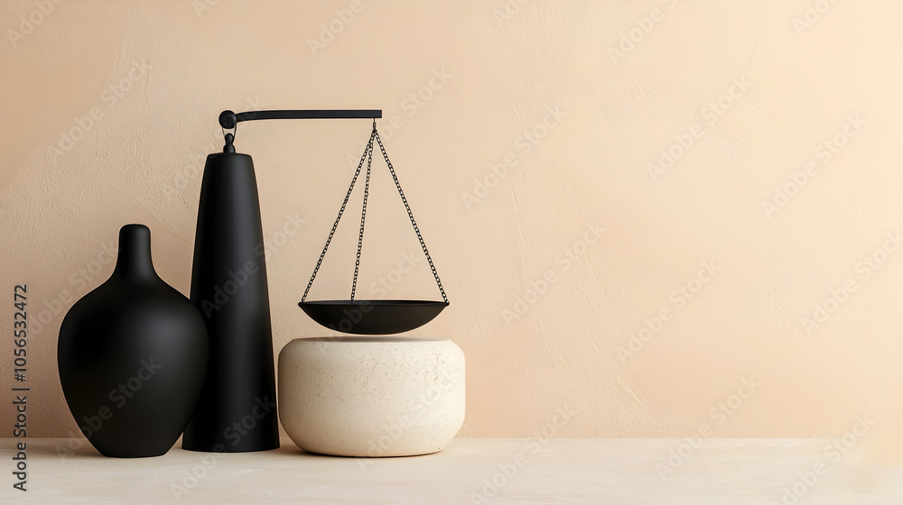 Minimalist 3D studio composition depicting the balance between value ...
