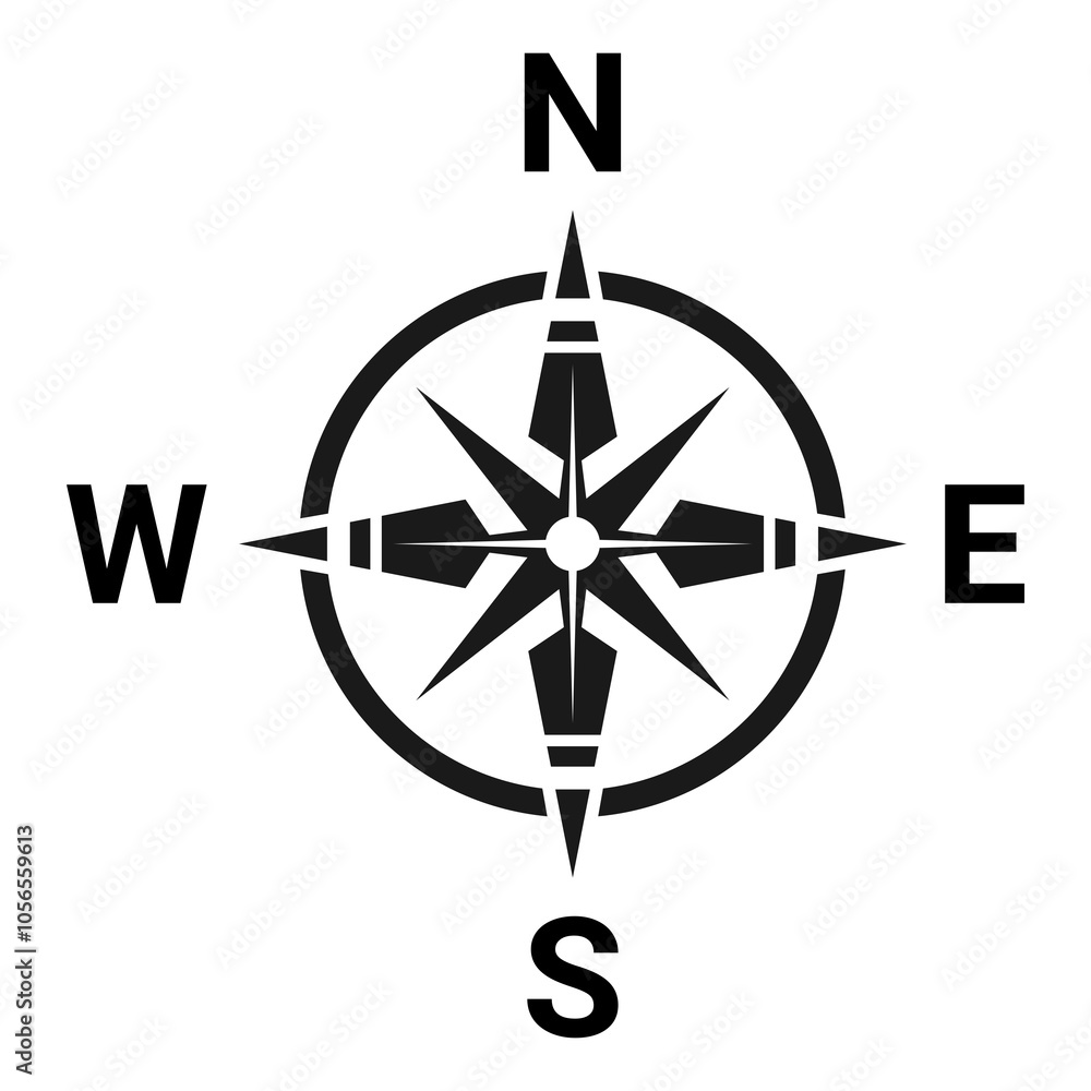 Black Compass symbol for map. North arrow Stock Vector | Adobe Stock