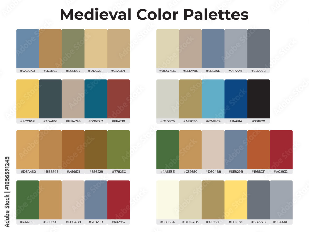 Medieval Color Palette Collections Stock Vector | Adobe Stock