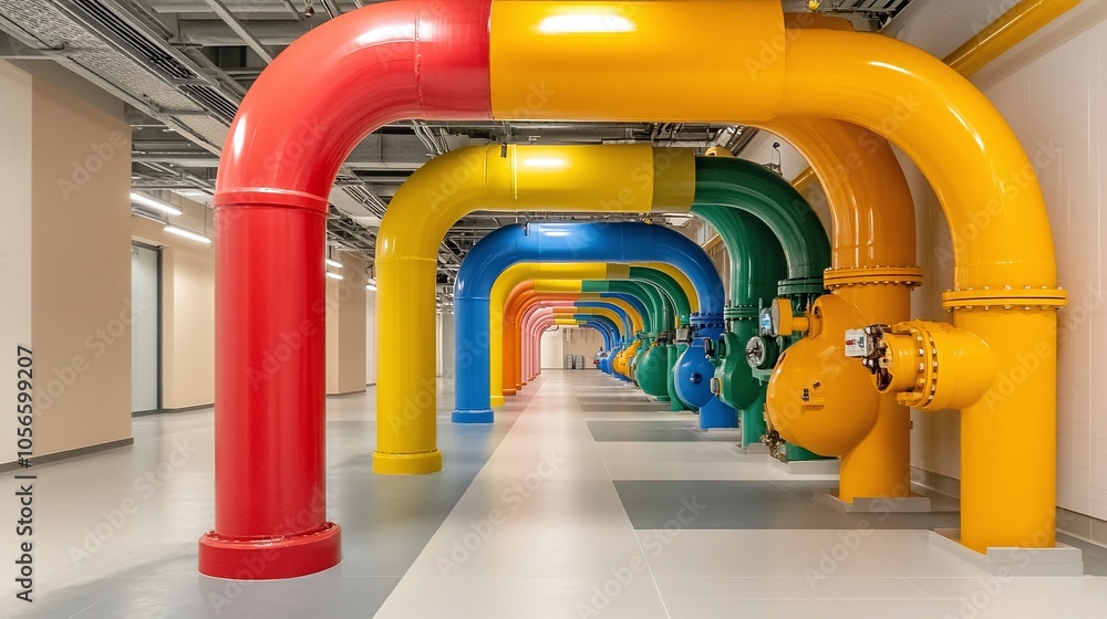 Piping System at a Chemical Plant Intricate network of pipes and valves ...