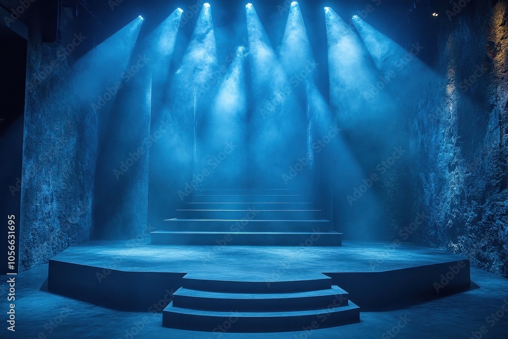 Stock-Illustration Empty recital stage with warm and cool spotlights ...