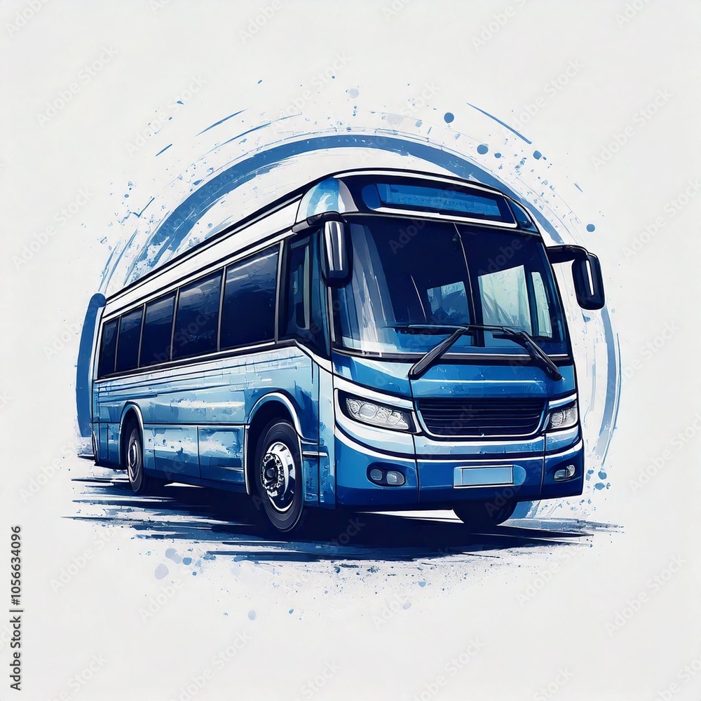 Bus transportation logo design in a flat art style. The logo takes the ...