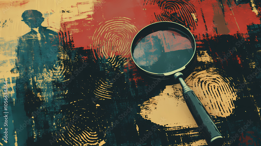 Vintage crime scene detective elements with a retro style. fingerprints ...