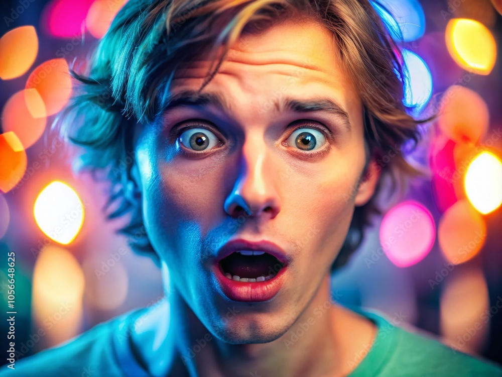 Jaw dropped, eyes bulging, astonishment frozen in time, a captivating ...