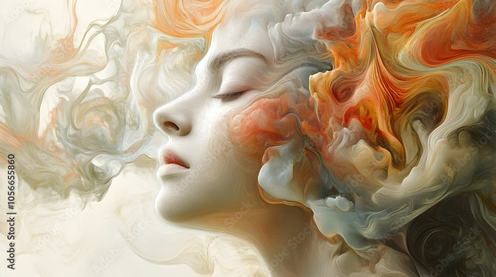 Dreamlike Mind Blended Colors and Fluid Forms Depicting Cerebral ...