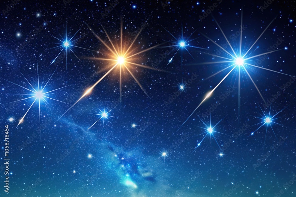 Starry night sky with a stunning display of shooting stars streaking ...