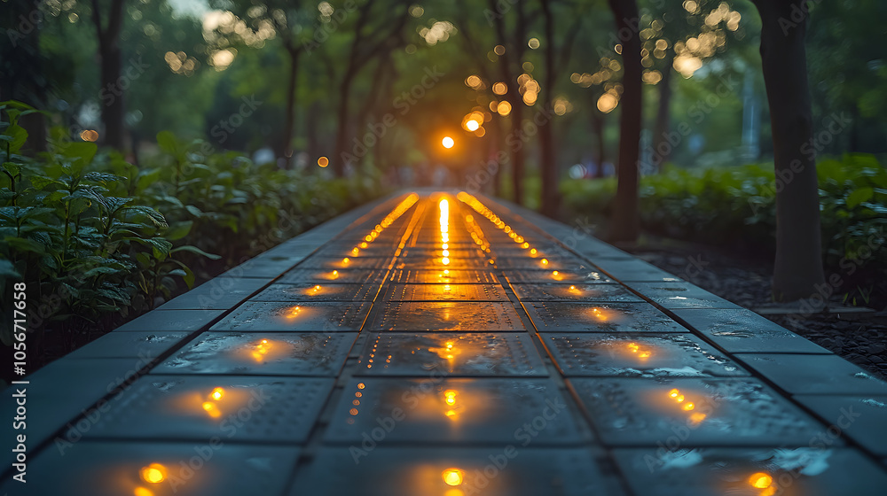 Illustration of a Public Walkway with Energy-Generating Tiles ...