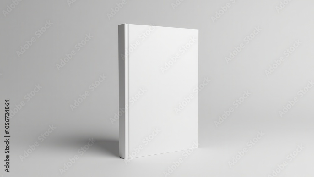 This glossy book cover mockup displays a closed, hardback book at an ...