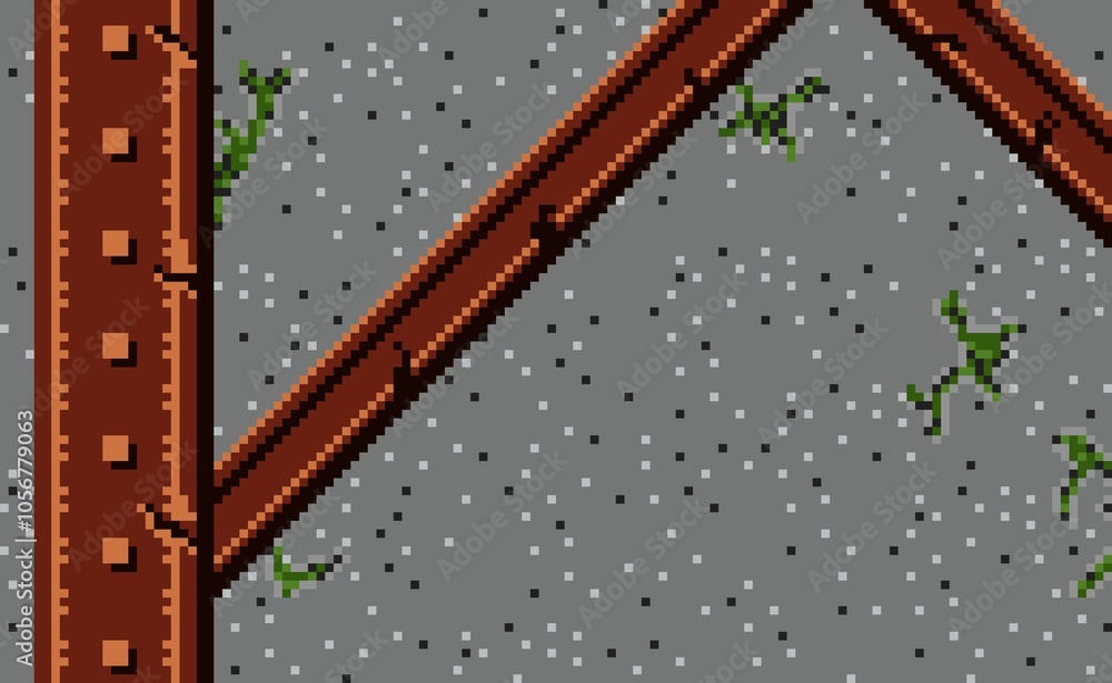 Иллюстрация Pixel art 2D Dungeon background game with ruined gray ...