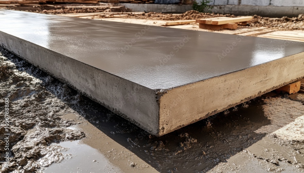 Overhead View of Freshly Poured Concrete Slab for Infrastructure ...