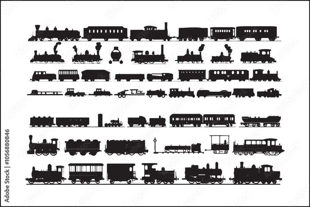 Train Silhouette SVG Bundle | Locomotive & Railroad Clipart | Digital ...