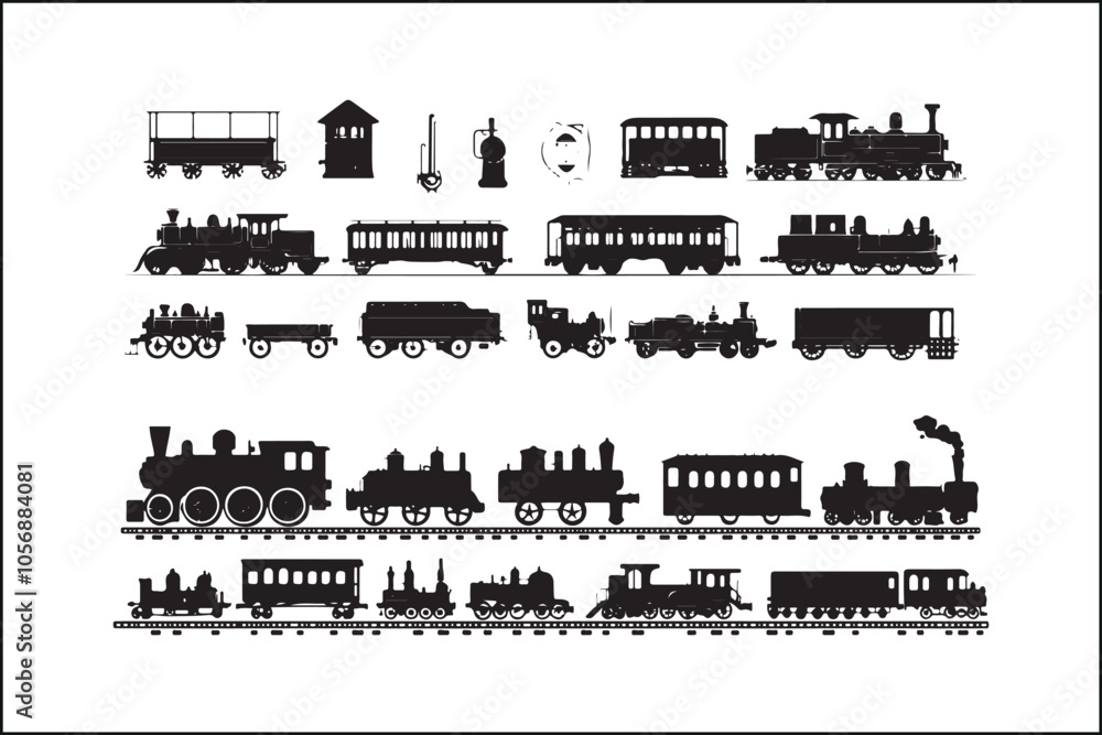 Train Silhouette SVG Bundle | Locomotive & Railroad Clipart | Digital ...