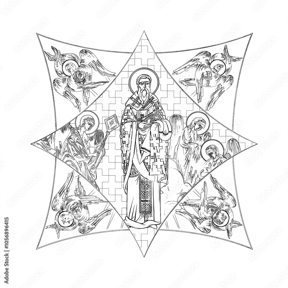 Petar I Petrovich-Njegosh (name english). Cross dome with 4 apostles ...